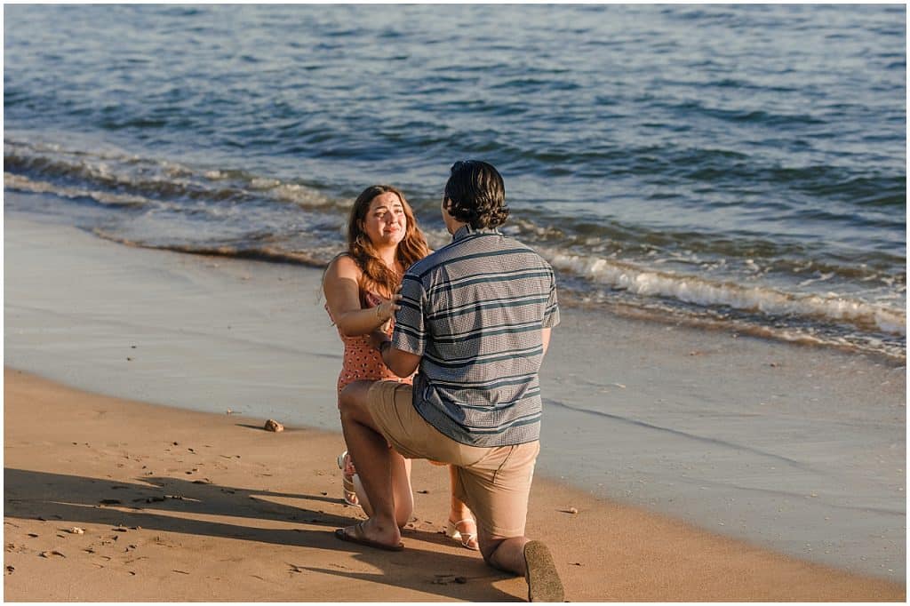Simple Beach Proposal in Lahaina | Ryan + Haley - Engaged on Maui | Maui Proposal Photographer